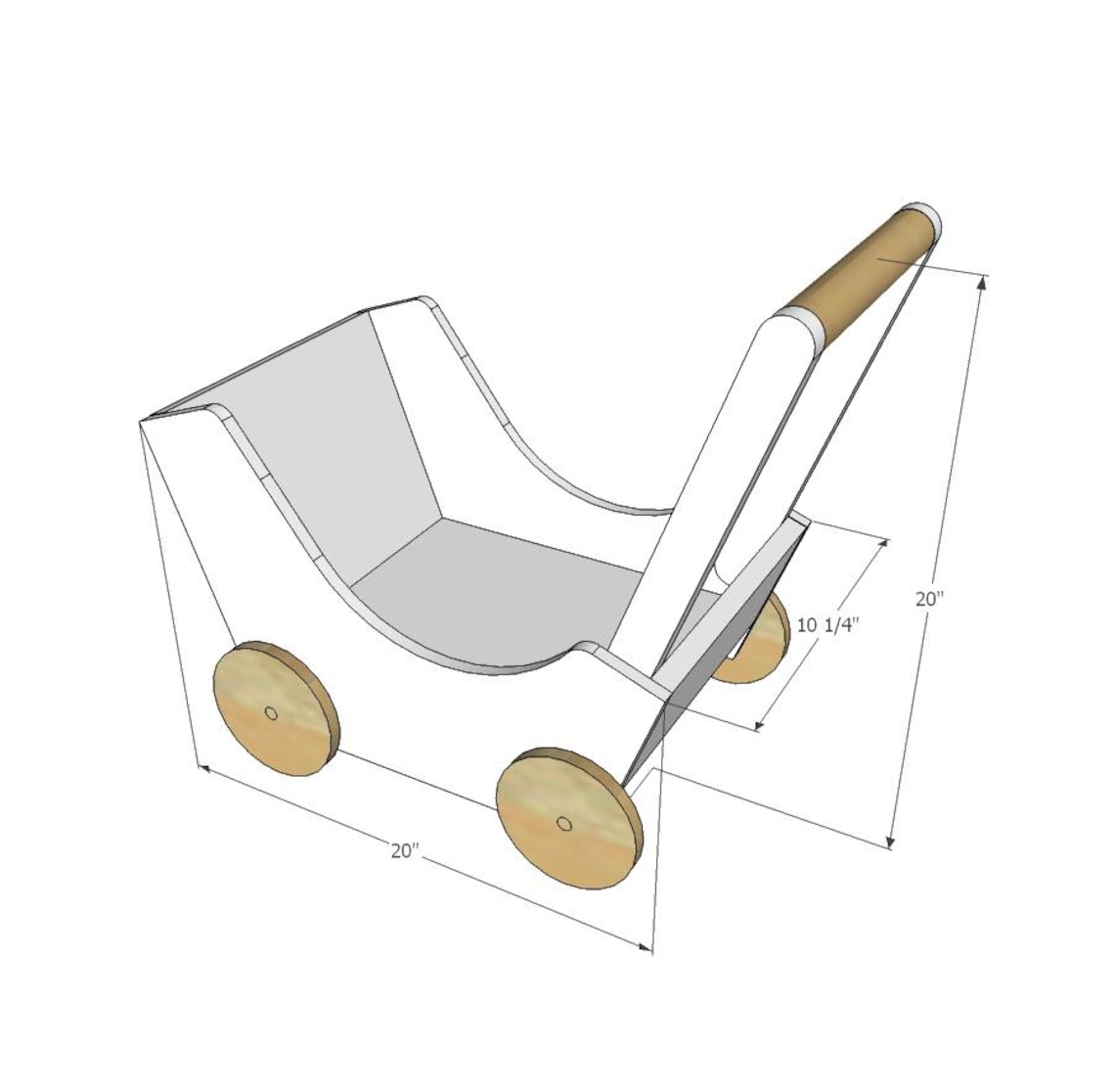 DIY Wooden Doll Pram Plans PDF | Kids Toy Stroller Woodworking Project ...