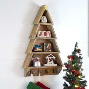 Wooden Christmas Tree Shelf DIY, Wooden Tree, Christmas Decoration ...