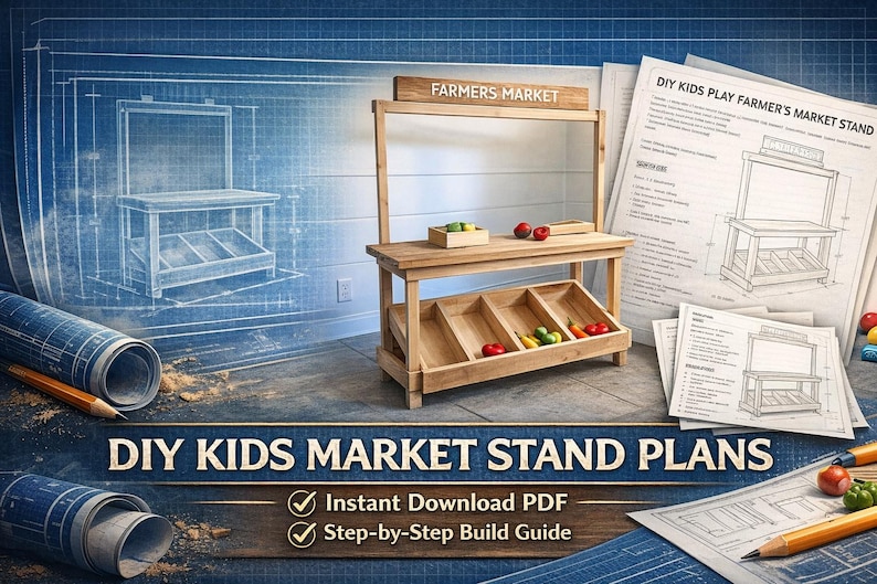 Kids Market Stand Plans PDF DIY Farmers Play Store Woodworking Build ...