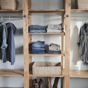 DIY Modern Closet Shelves, Coat Rack, Woodworking Wardrobe, Hanger ...