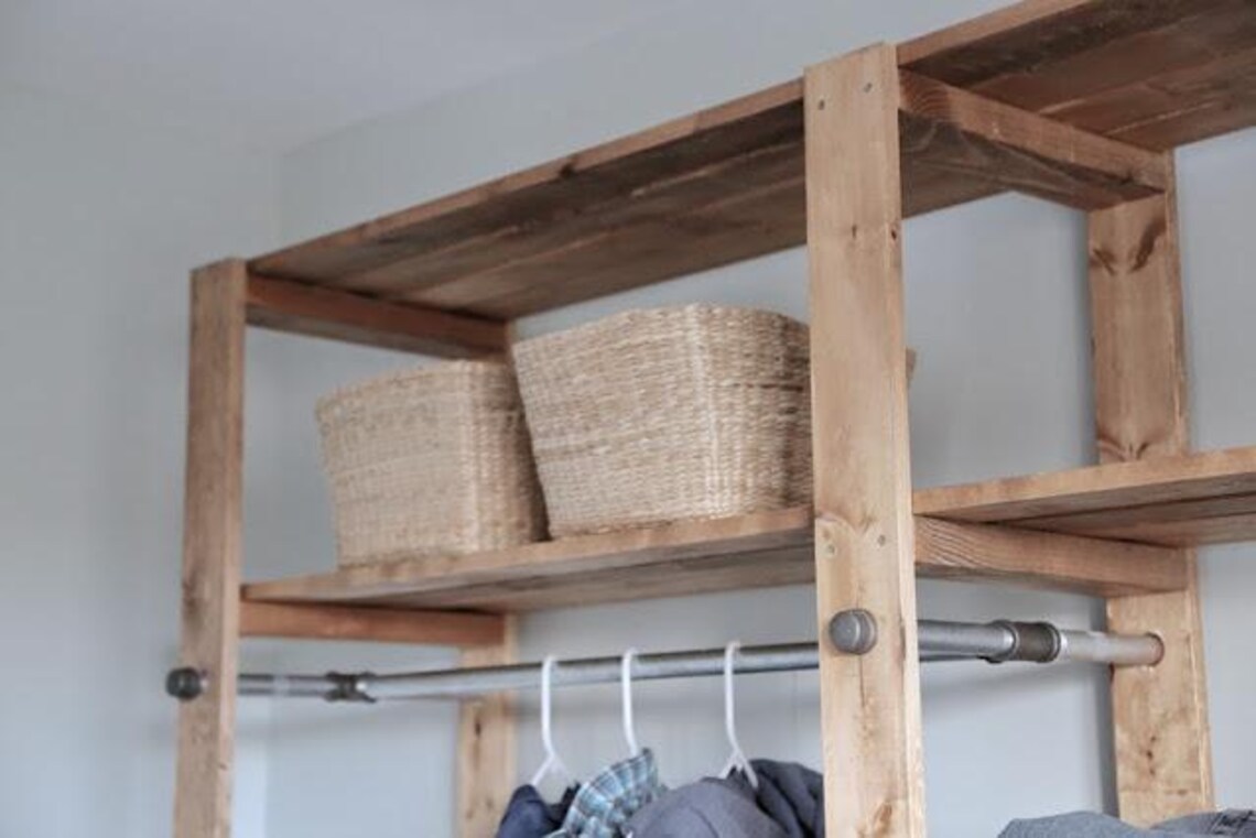 DIY Modern Closet Shelves, Coat Rack, Woodworking Wardrobe, Hanger ...