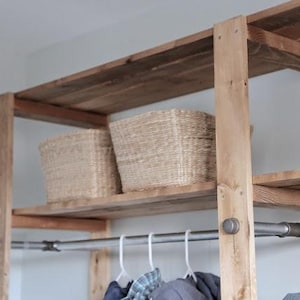 DIY Modern Closet Shelves, Coat Rack, Woodworking Wardrobe, Hanger ...
