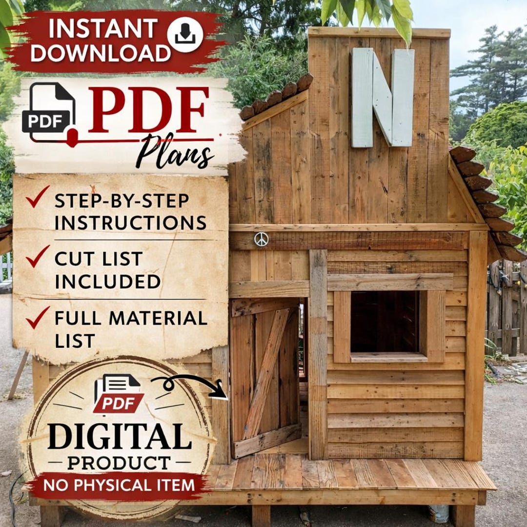 Rustic Kids Playhouse Plans PDF | DIY Outdoor Wooden Backyard Playhouse ...