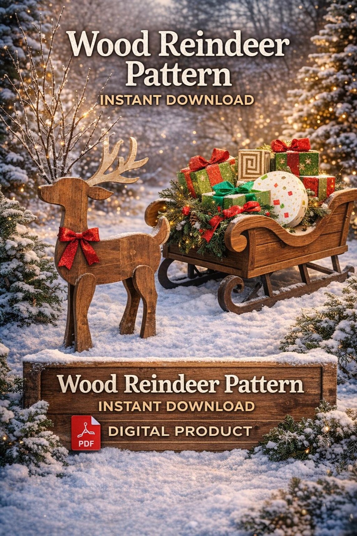 DIY Wood Reindeer Pattern Template Christmas Yard Decor Scroll Saw Plan ...