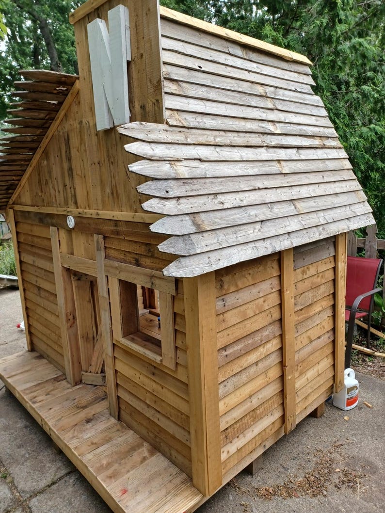 Rustic Kids Playhouse Plans PDF | DIY Outdoor Wooden Backyard Playhouse ...