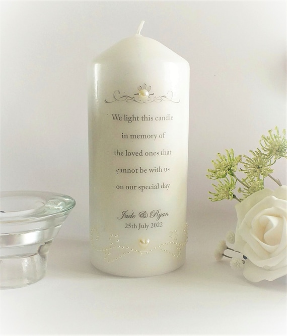 Wedding Memorial Candle in White or Ivory. Personalised - Etsy UK