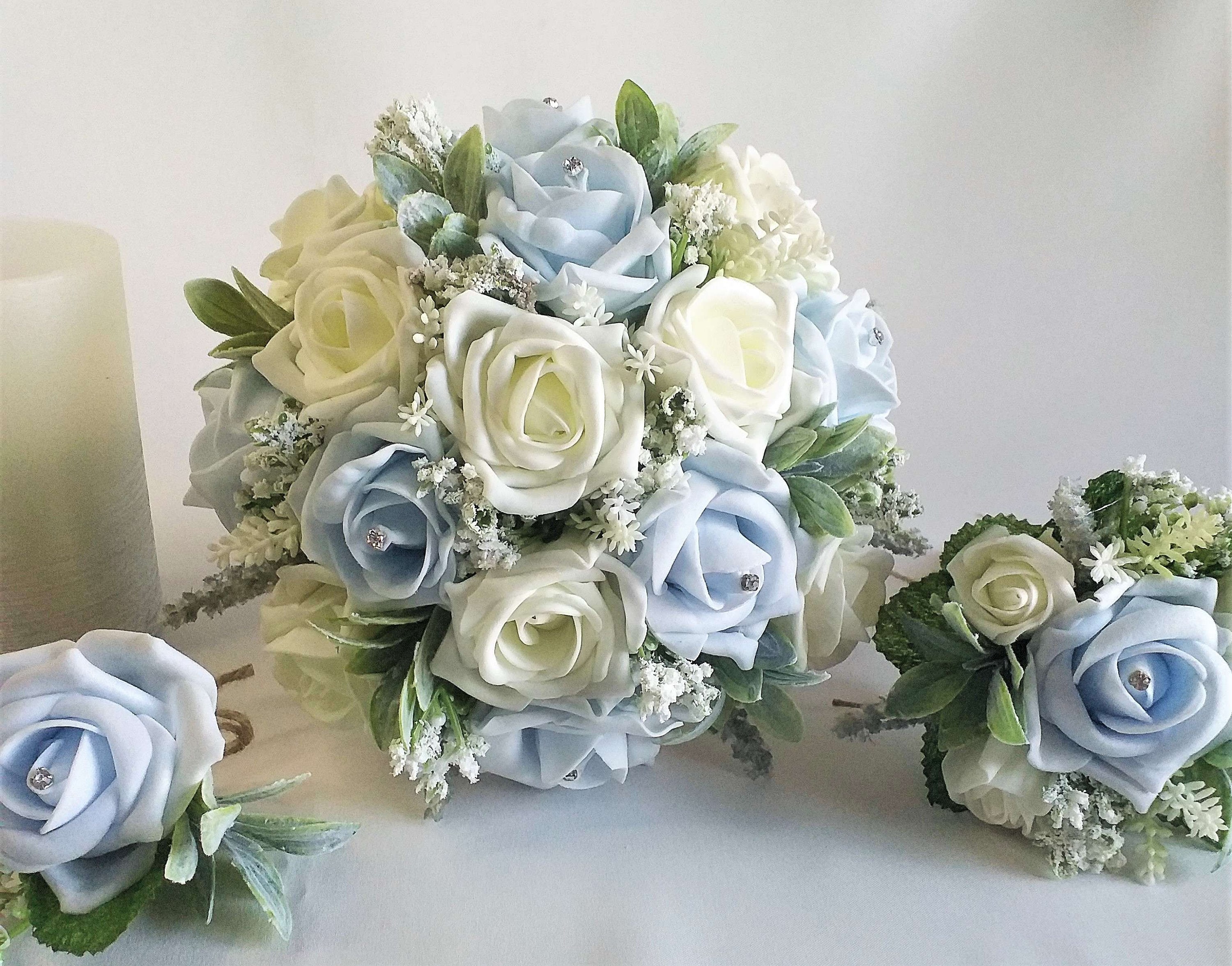 Baby Blue Wedding Flowers. Rose Bouquets Buttonholes - Etsy UK