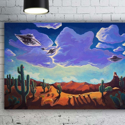 UFO Art Alien Flying Saucer Strange Weird Stuff Trippy - Etsy