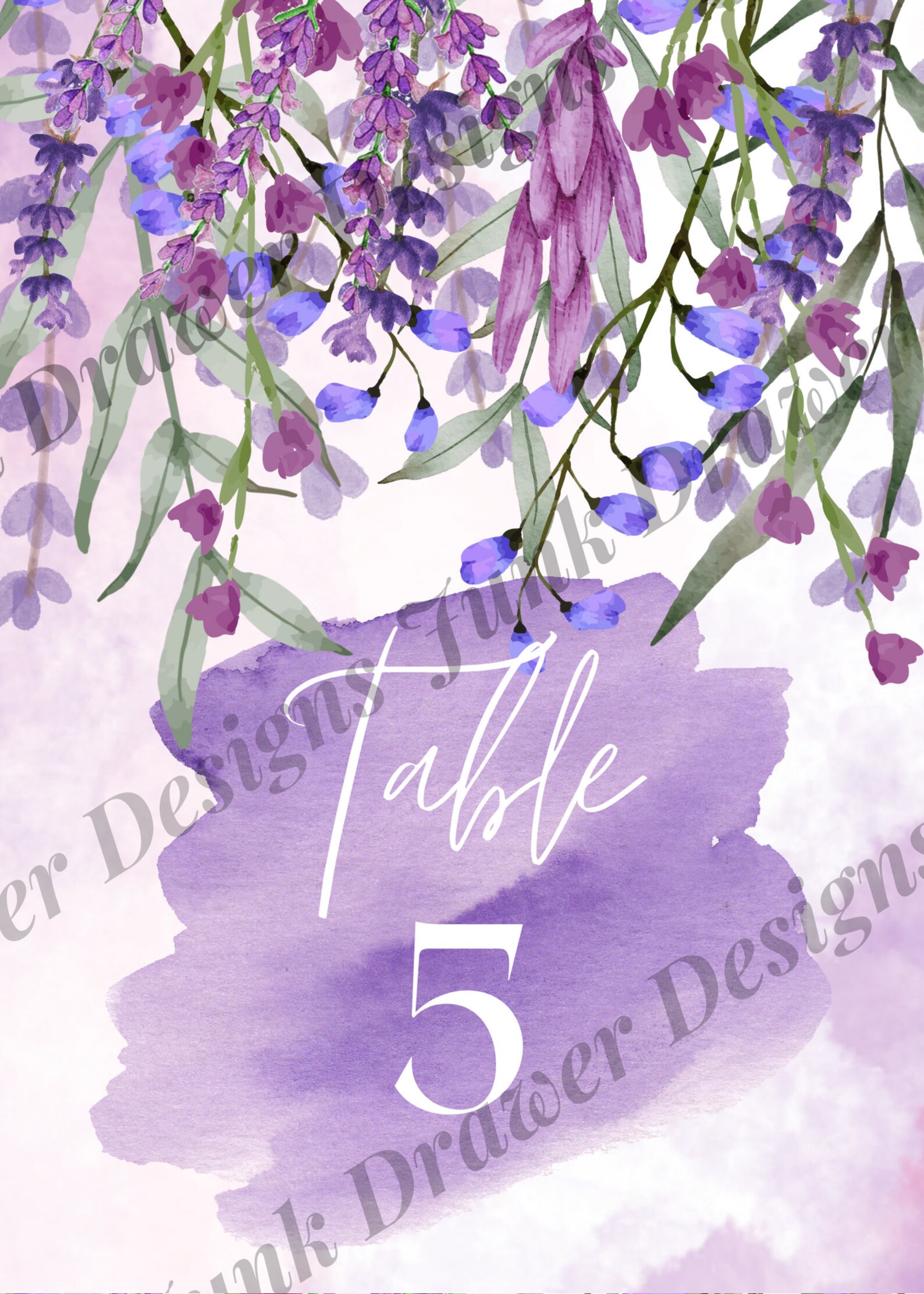 Purple Floral Table Numbers 5x7 Wedding Table Numbers - Etsy