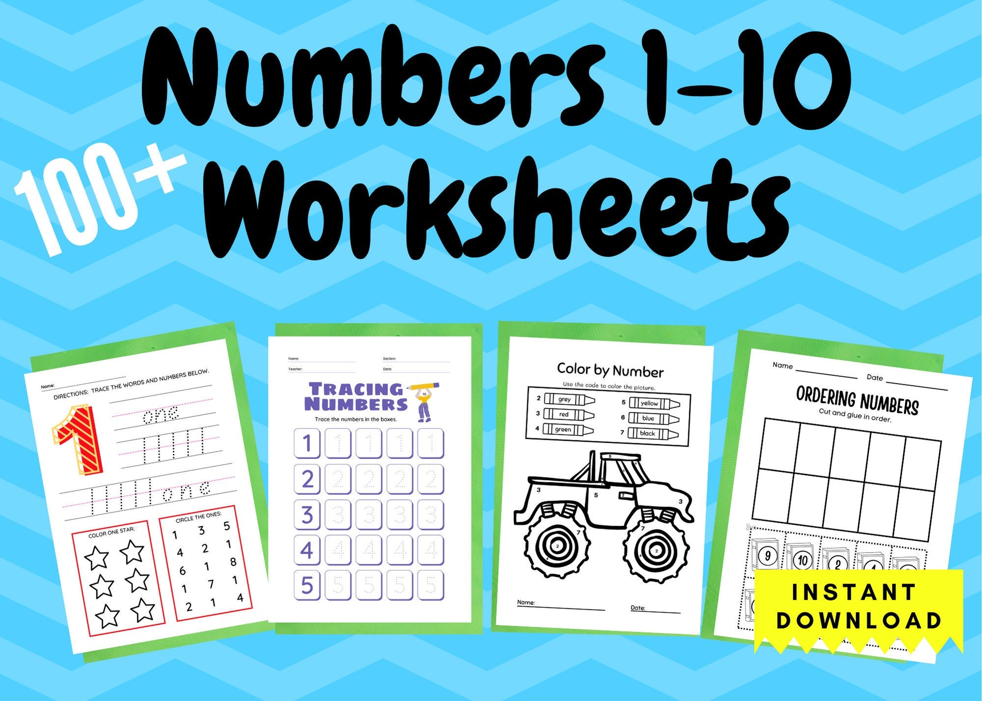 1-10 Number Tracing and Activity Worksheets, Preschool, First Grade ...