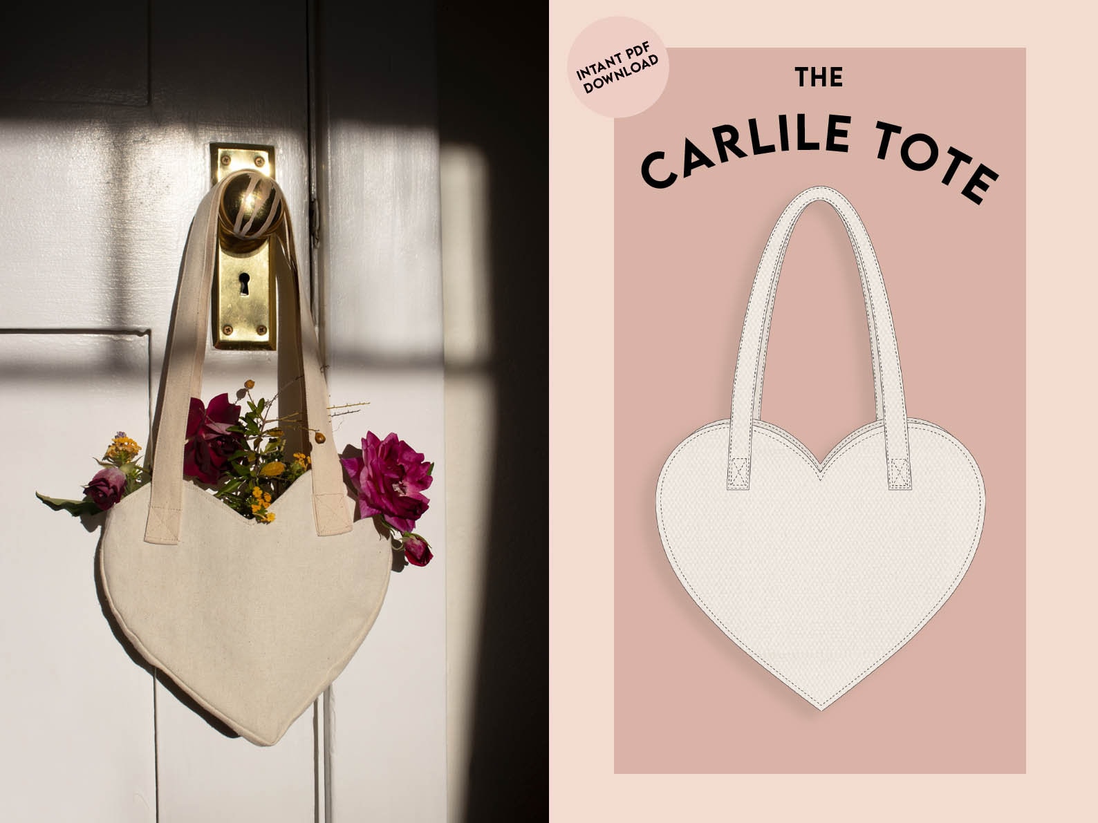 Heart Shaped Tote Bag Small Sewing Pattern Instant PDF - Etsy UK