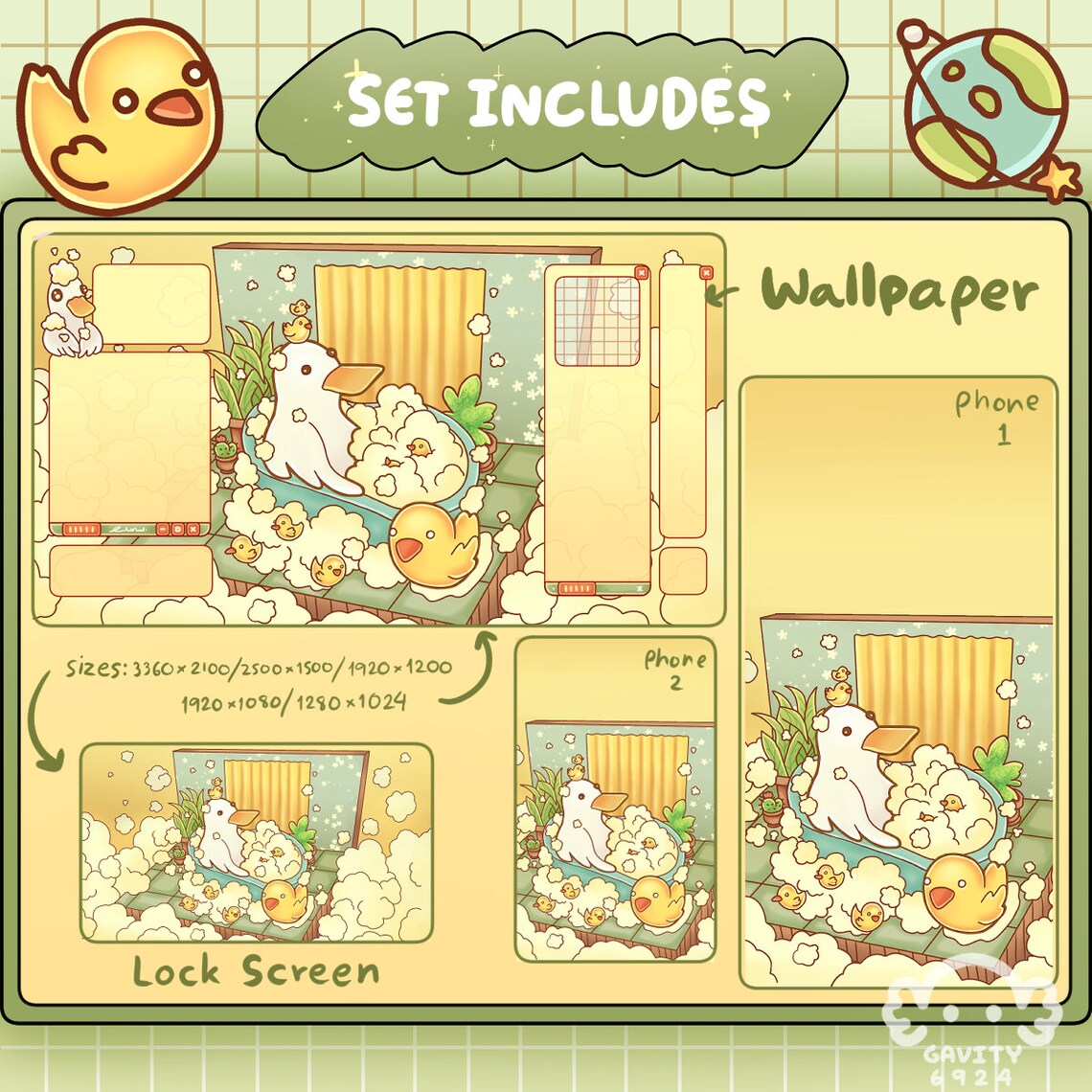 Windows and Mac Duck and Chick Desktop Theme Background Wallpaper ...