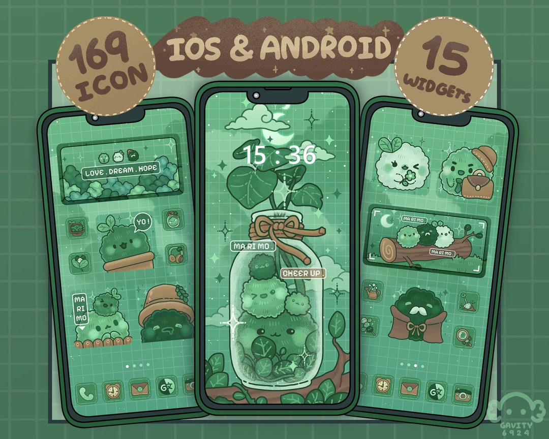 Ios and Android (easy Use) App Icon Set | Marimo Moss Ball | Cute ...