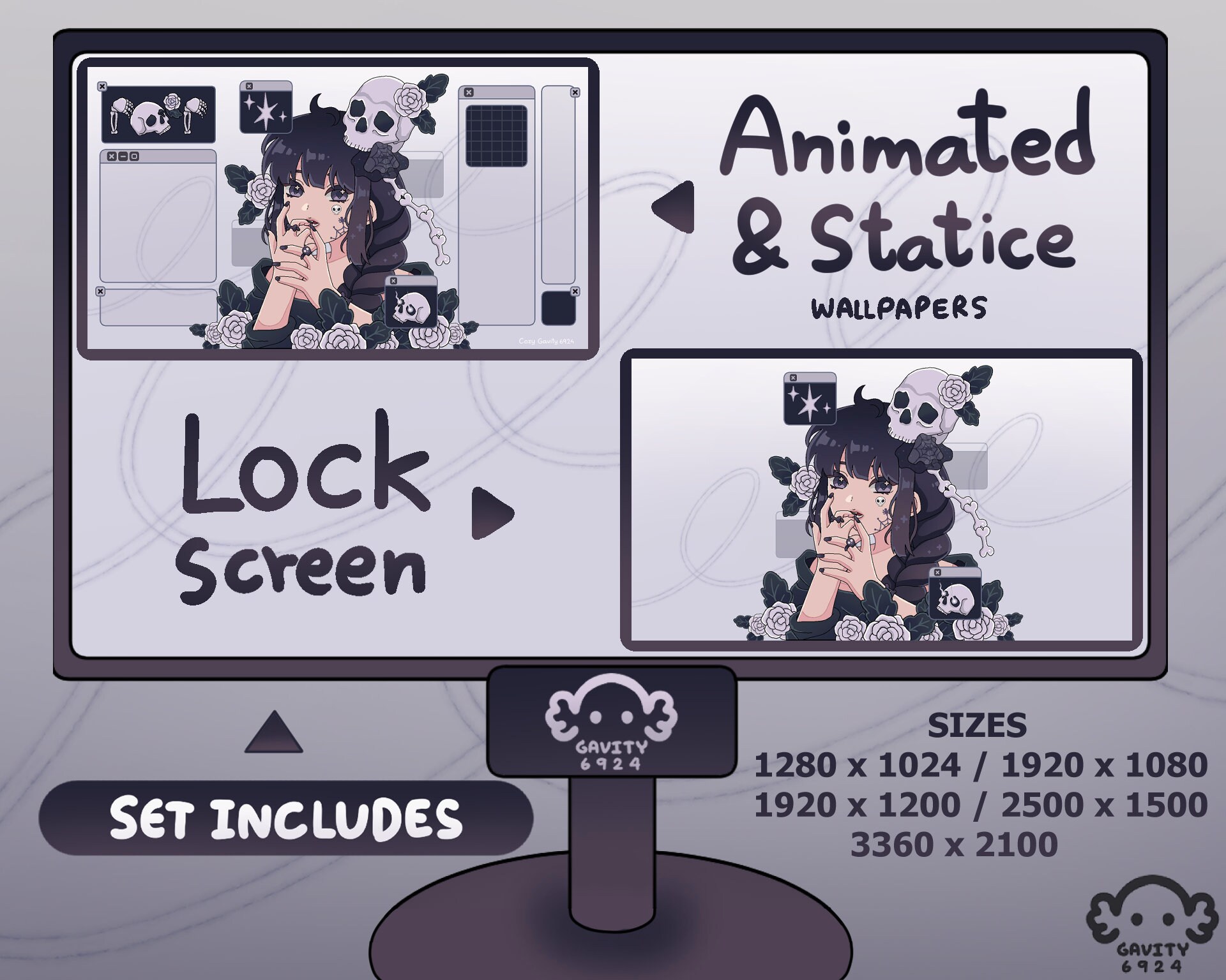 Windows and Mac Gothic Woman Desktop Theme Background Wallpaper ...