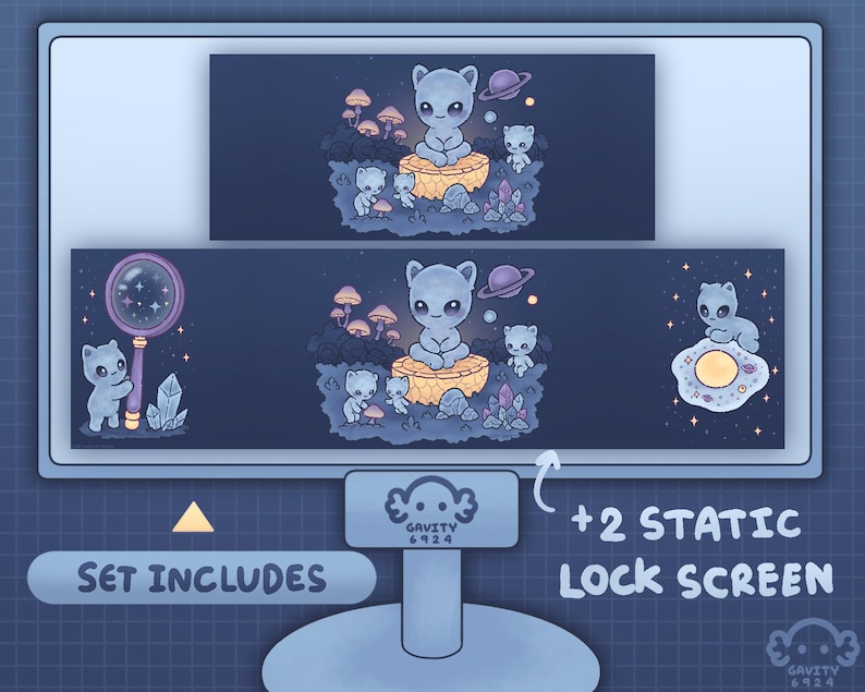 Cat Alien Ultrawide Desktop Wallpaper Organizer Set: Animated Folder ...