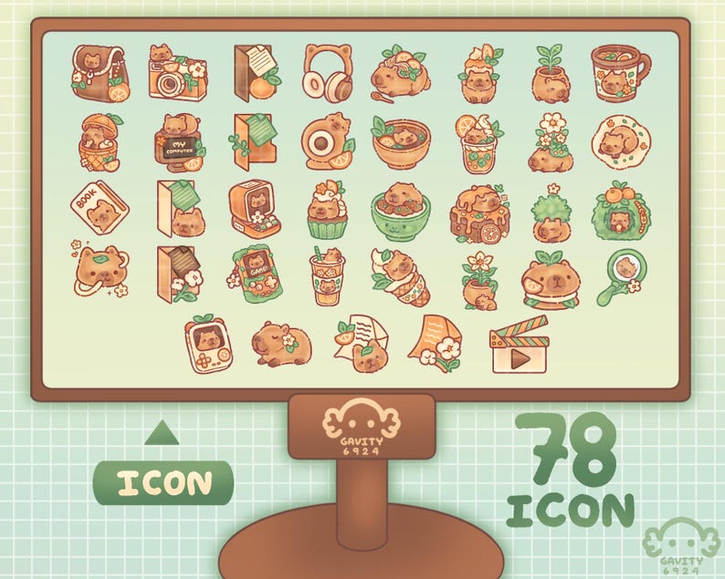 Windows/mac Capybara Onsen Desktop Wallpaper Organizer Set – Relaxing ...