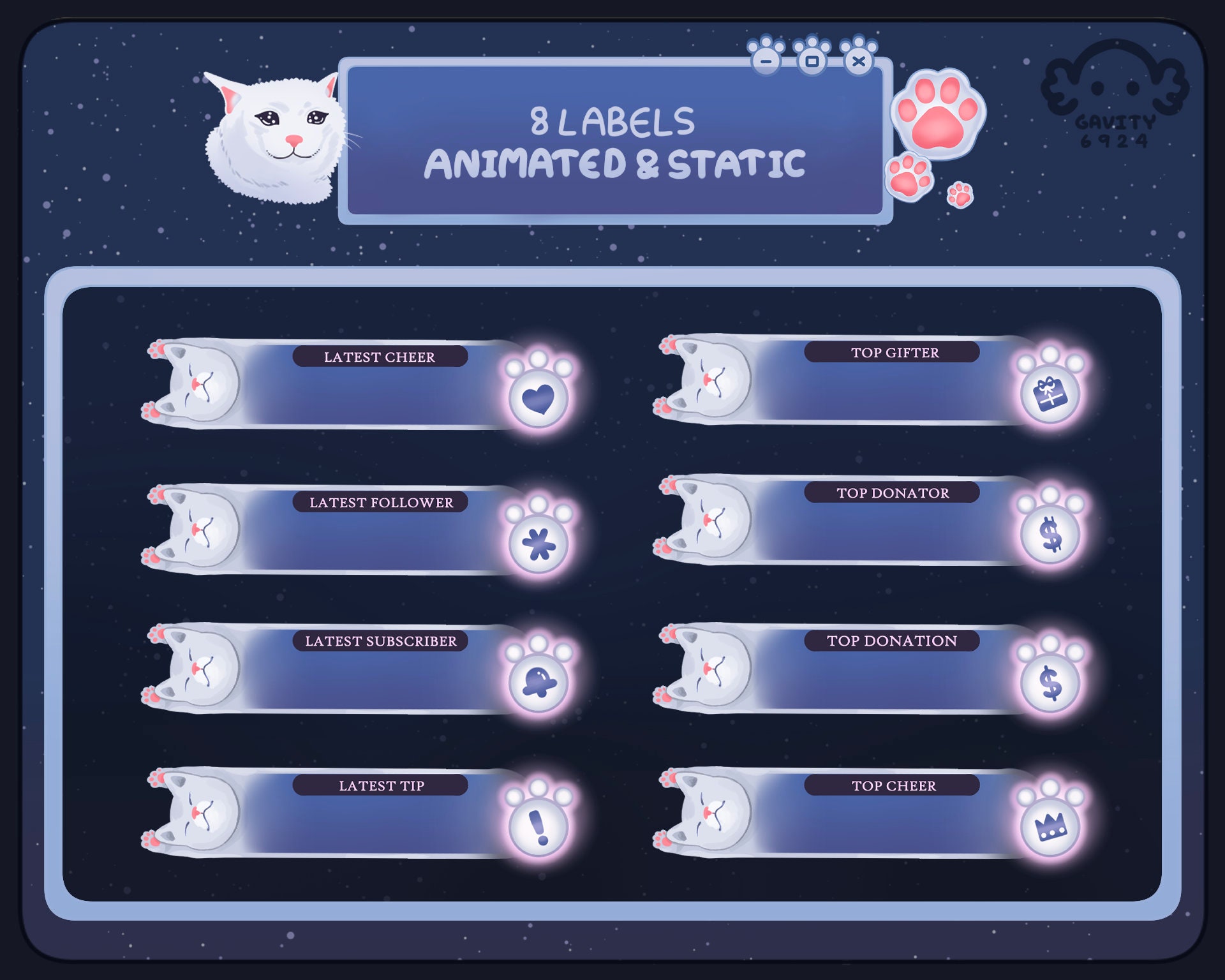 Cat Meme Stream/ Animated Stream Overlay Pack / Chatting / Vtuber ...