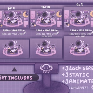 Windows/mac Purple Galaxy Astronaut Desktop Wallpaper Organizer Set ...