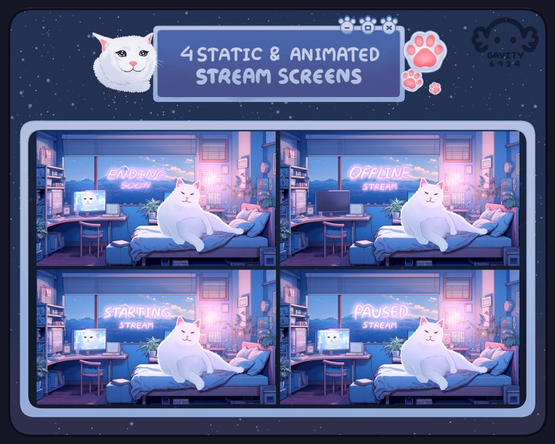 Cat Meme Stream/ Animated Stream Overlay Pack / Chatting / Vtuber ...