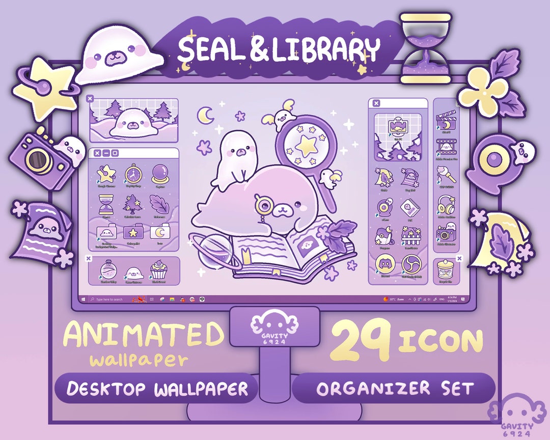 Windows and Mac | Seal & Library Desktop Theme Background Wallpaper ...