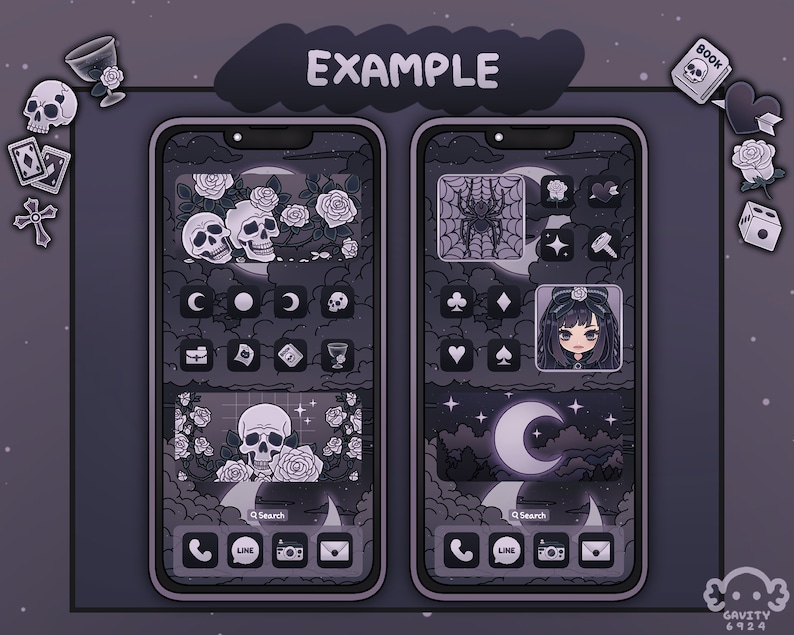 Gothic Woman App Icon Set: Kawaii Phone Theme and Widgets(ios/android ...