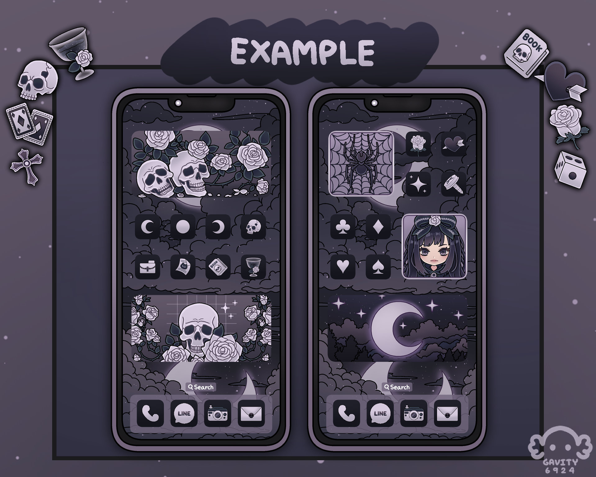 Gothic Woman App Icon Set: Kawaii Phone Theme and Widgets(ios/android ...