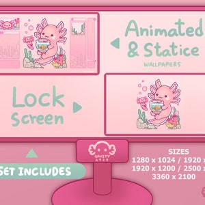 Windows/mac Axolotl Desktop Wallpaper Organizer Set: Animated Folder ...