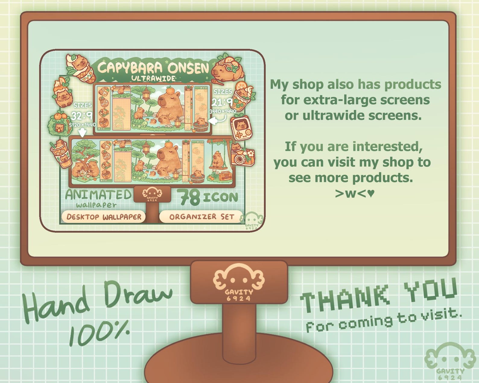 Desktop Theme Background Windows and Mac Capybara Onsen Wallpaper ...