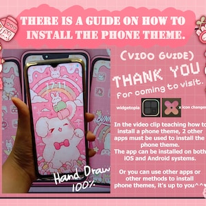 Bunny Sweety Pink App Icon Set: Kawaii Phone Theme and Widgets (ios ...
