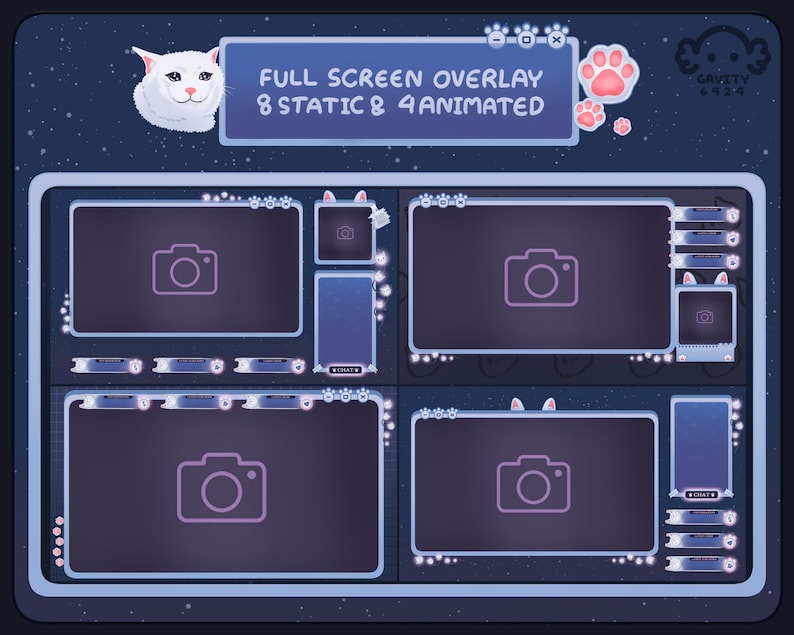 Cat Meme Stream/ Animated Stream Overlay Pack / Chatting / Vtuber ...