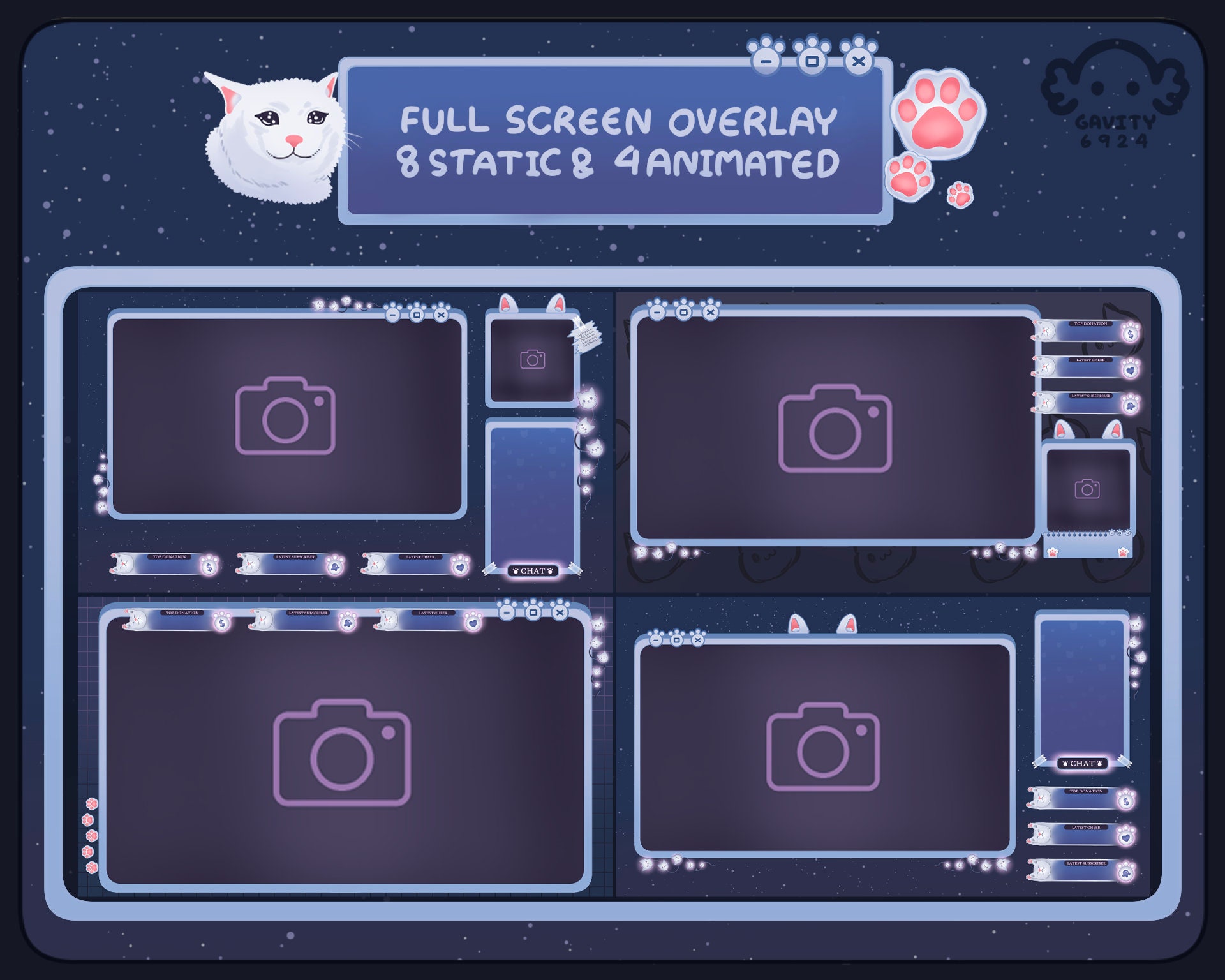 Cat Meme Stream/ Animated Stream Overlay Pack / Chatting / Vtuber ...