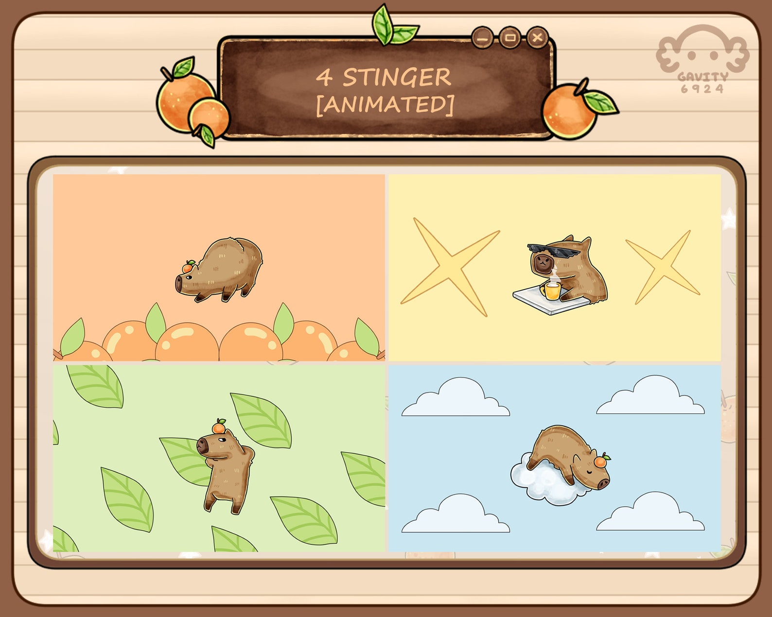 Capybara Stream/ Animated Stream Overlay Pack / Chatten / Vtuber ...