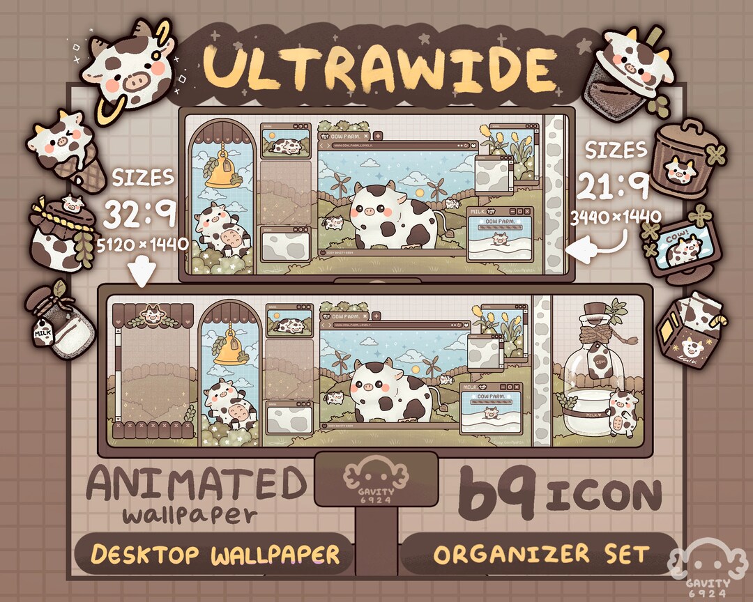 Super Ultrawide Desktop Wallpaper | Cow Farm Desktop Theme Wallpaper ...