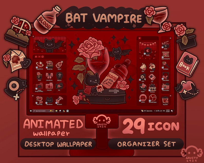 Windows and Mac Bat Vampire Desktop Theme Background Wallpaper ...