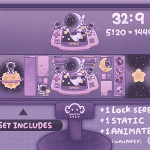 Super Ultrawide Desktop Wallpaper | Purple Galaxy Astronaut Desktop ...