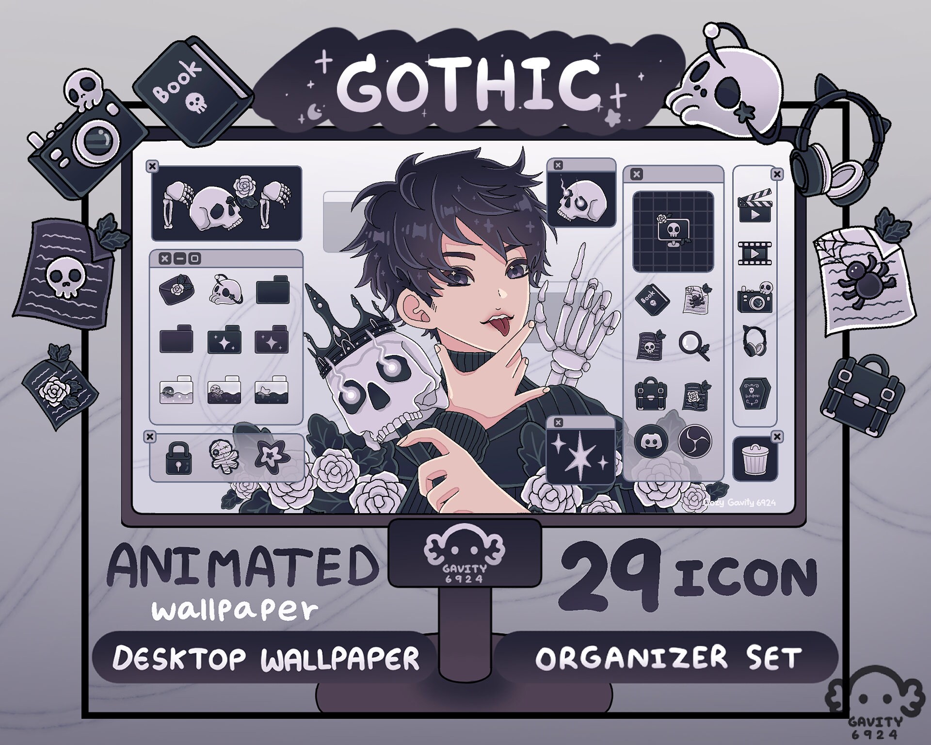 Windows and Mac Gothic Man Desktop Theme Background Wallpaper Organizer ...