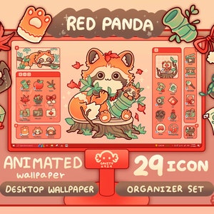 Windows and Mac Red Panda Desktop Theme Background Wallpaper Organizer ...