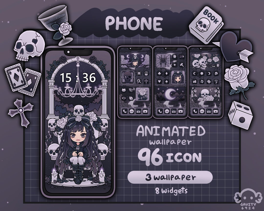 Gothic Woman App Icon Set: Kawaii Phone Theme and Widgets(ios/android ...