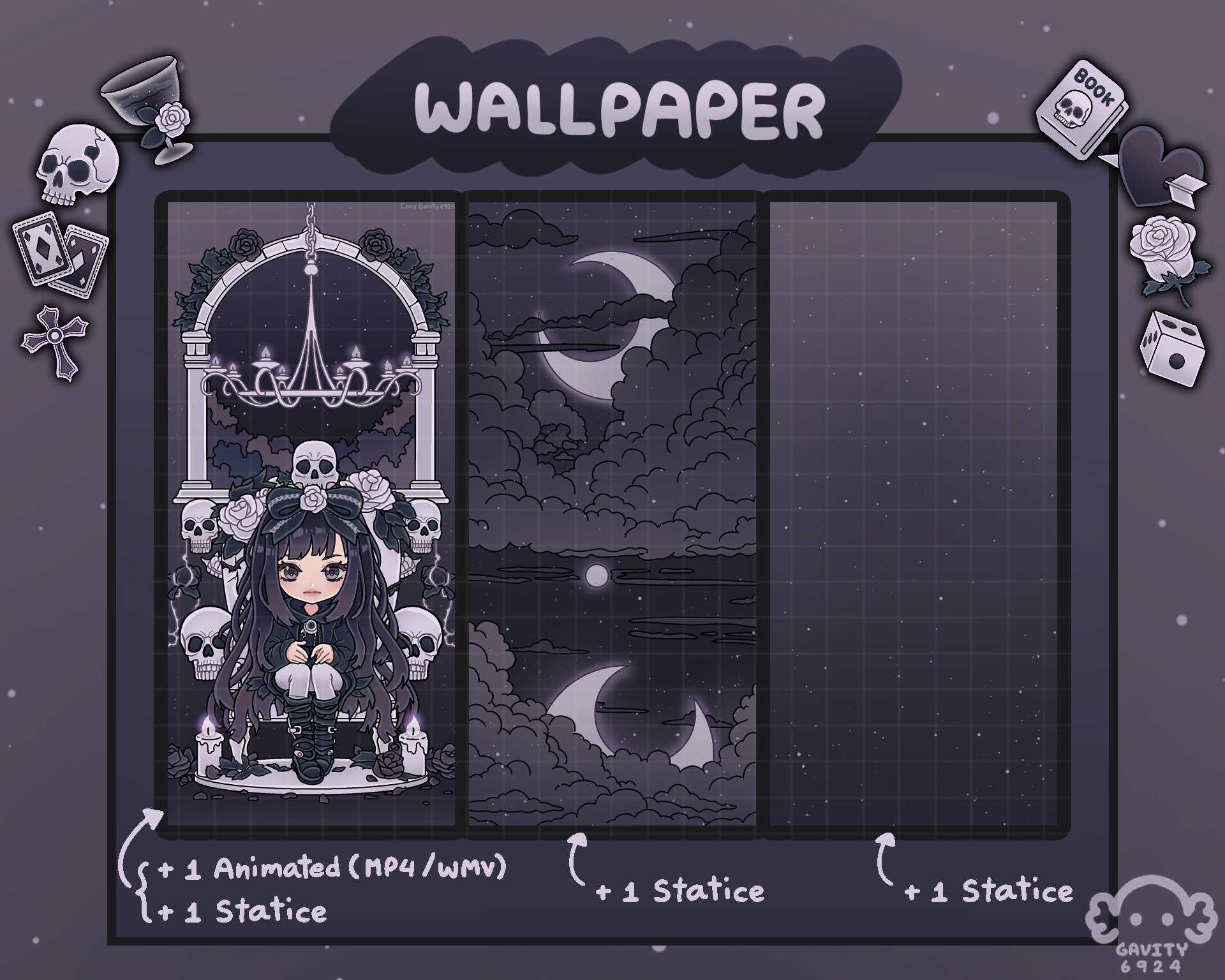 Gothic Woman App Icon Set: Kawaii Phone Theme and Widgets(ios/android ...