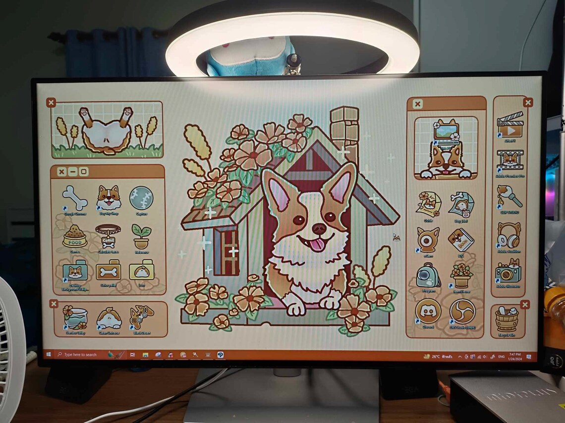 Windows/mac Corgi House Desktop Wallpaper Organizer Set – Cozy Home ...