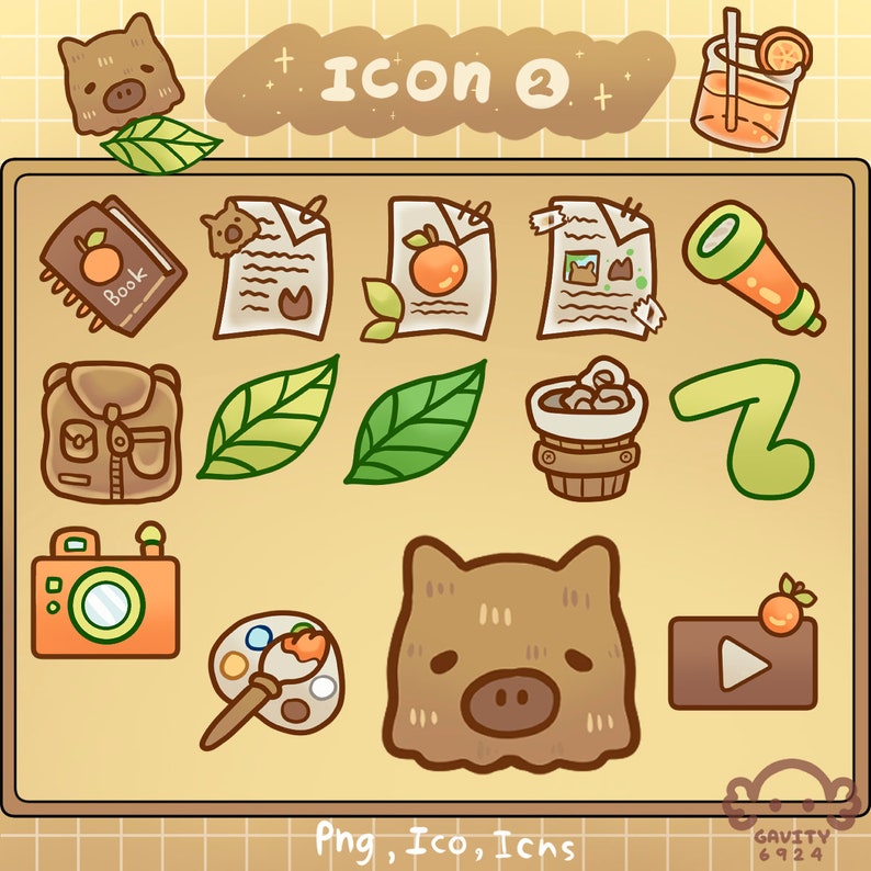 Windows/mac Capybara Desktop Wallpaper Organizer Set – Relaxing Cozy ...