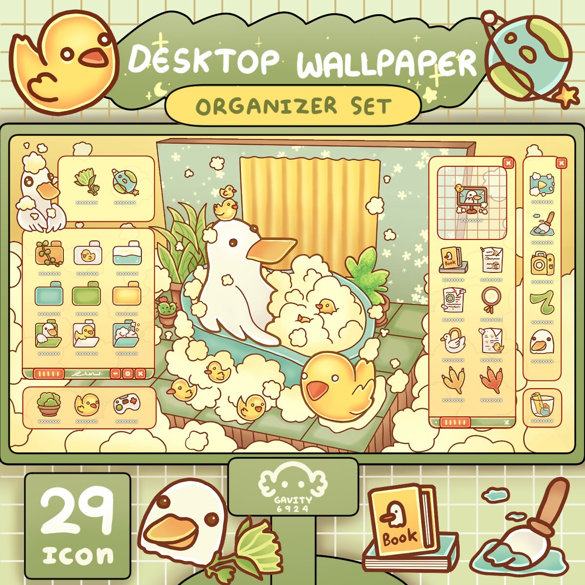 Windows and Mac Duck and Chick Desktop Theme Background Wallpaper ...