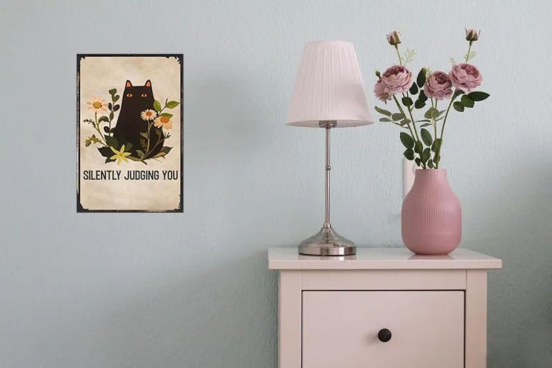 Cat Silently Judging Metal Tin Signs / Bathroom Wall Decor 8 X 12 ...