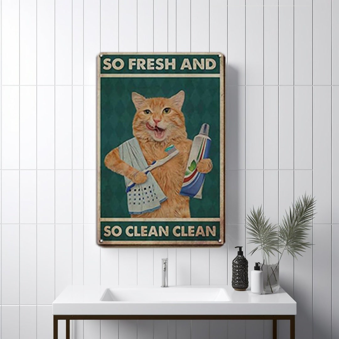 So Fresh and so Clean Clean Tin Signs / Bathroom Wall Decor 8" X 12 ...
