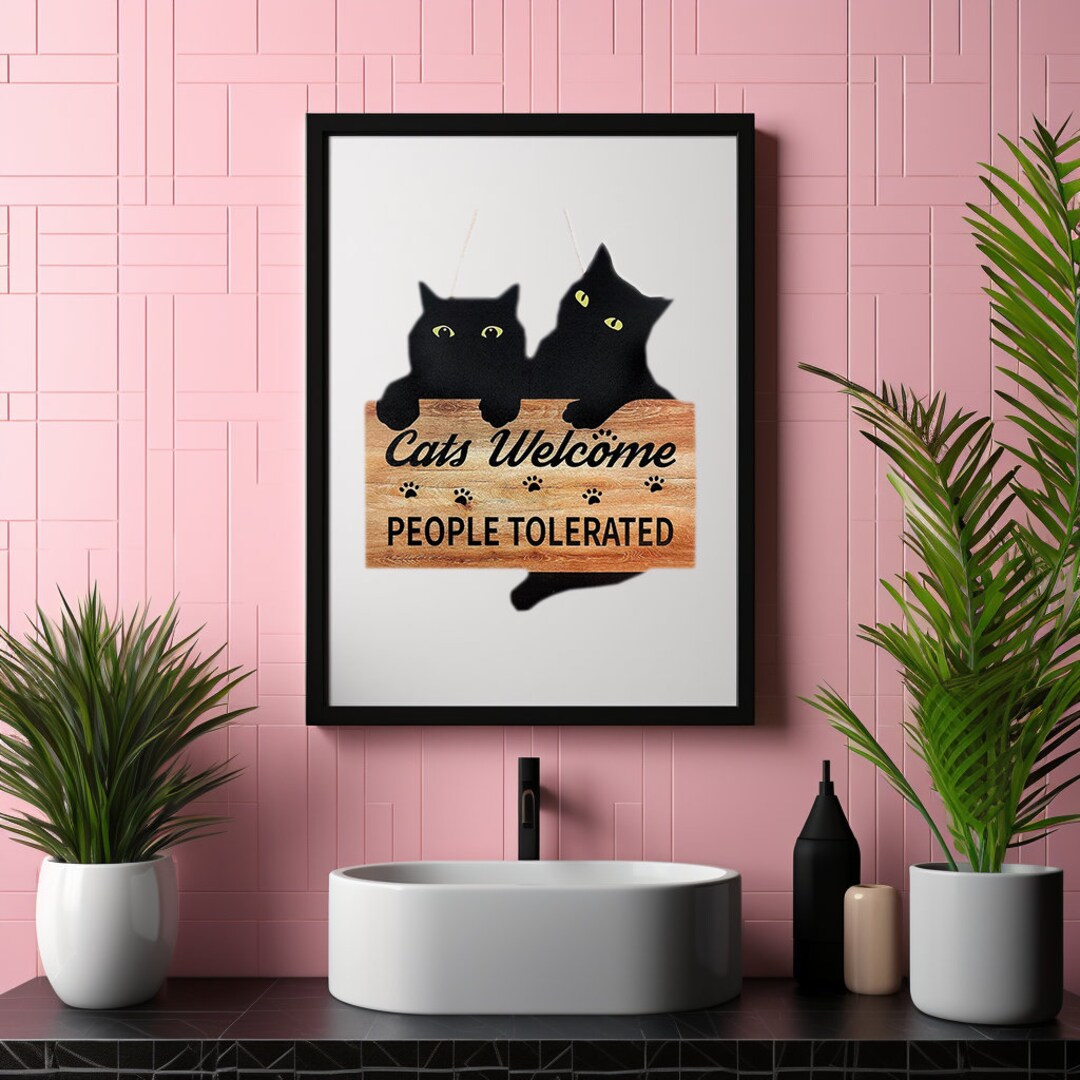 Cat Welcome Sign, Cats Welcome People Tolerated Kitty Kitten Footprint ...