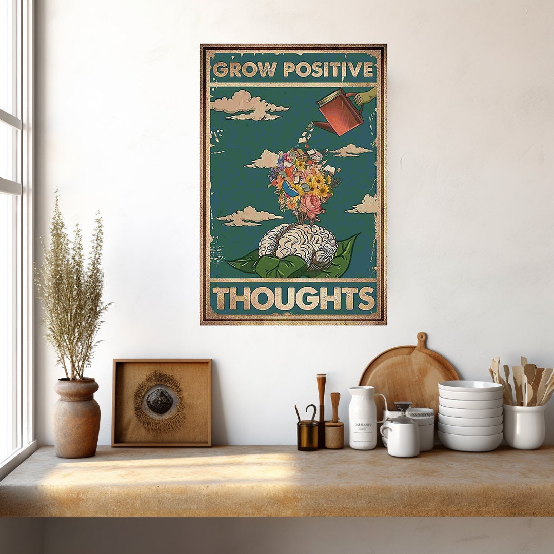 Grow Positive Thoughts Tin Signs / Bathroom Wall Decor 8" X 12" / Funny ...