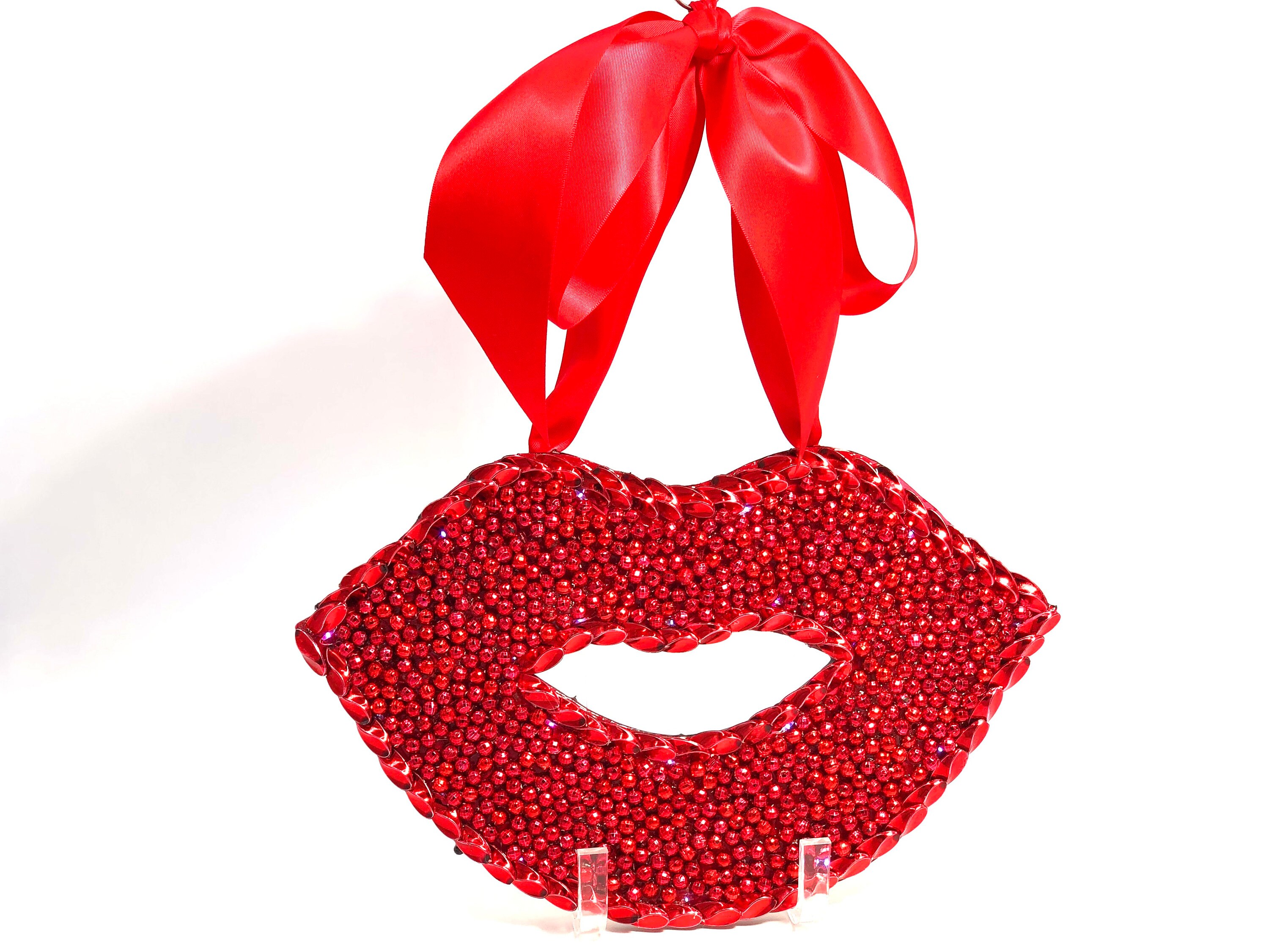 Mardi Gras Lit Bead Art- Red Yummy Lips - Etsy