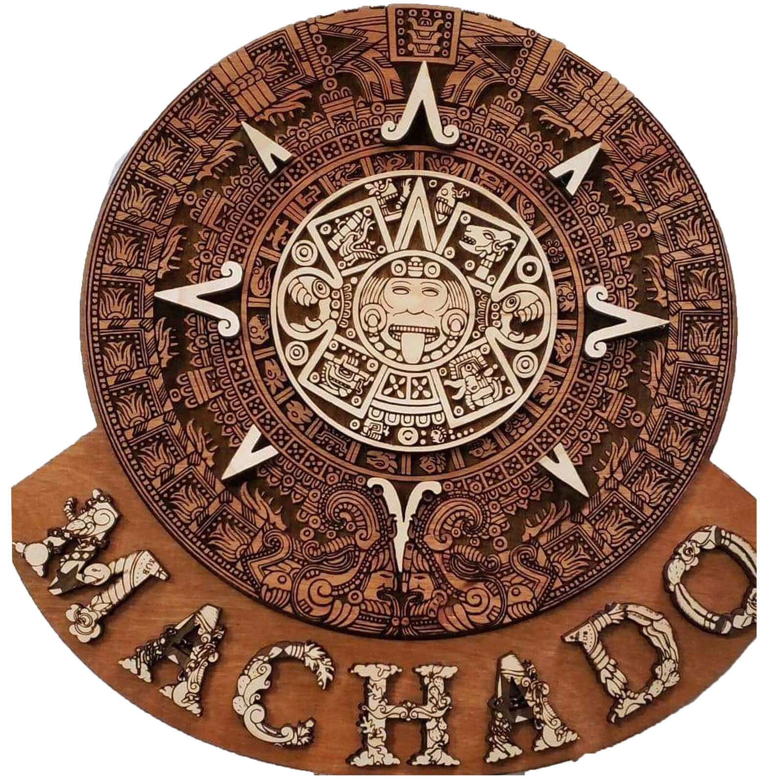 Personalized Aztec Calendar Wood Carved Sign Cultural Art - Etsy