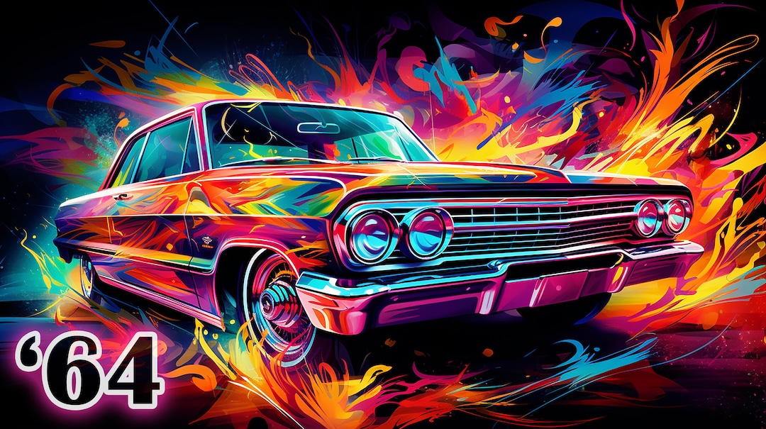 64 Chevy Impala 20 Oz Skinny Tumbler Wraps, 4 X Sublimation Designs ...