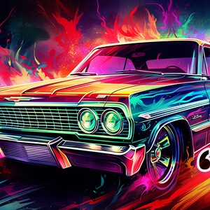 64 Chevy Impala 20 Oz Skinny Tumbler Wraps, 4 X Sublimation Designs ...